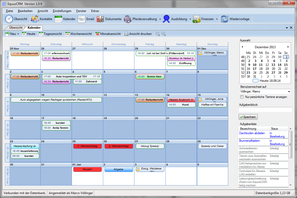 Kalender und Termine - EquusCRM